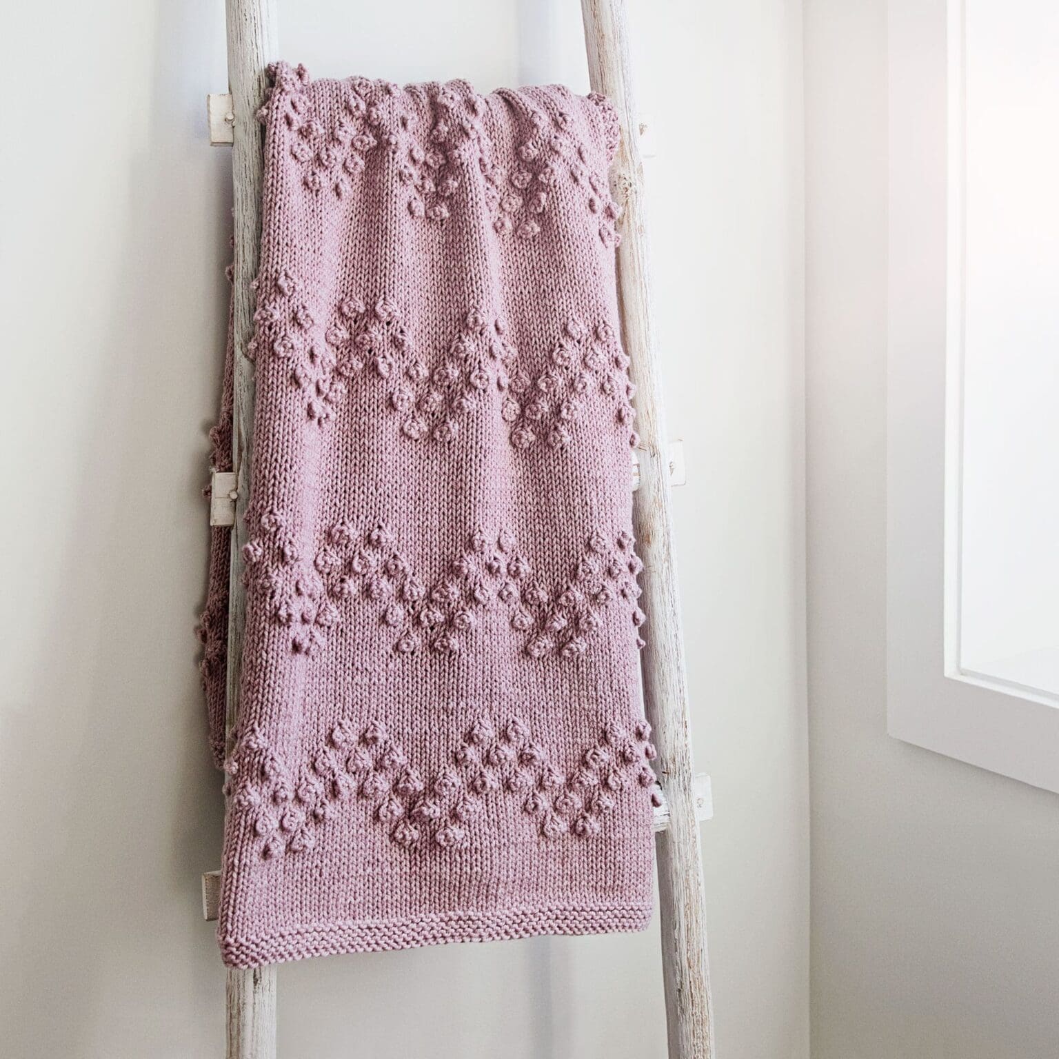 Bobble Stitch Knit Blanket - Leelee Knits
